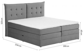 Čalouněná postel boxspring Fendy 180x200 šedá