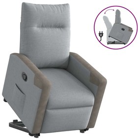 Zvedací polohovací křeslo světle šedé textil 3324090