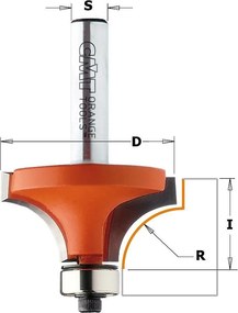 CMT Orange Tools CMT | Radiusová fréza – vydutá, pro vnější zaoblení hran / stopka Ø8 mm Upínací stopka: 8 mm, Pracovní délka: 14 mm, Radius: R 9,5 mm