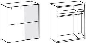 CASARREDO Šatní skříň s posuv. dveřmi KARIDA 768 dub/zrcadlo