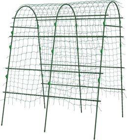 Outsunny Kovový Trellis, Nepodléhající Korozi pro Popínavé Rostliny, Trellis pro Okurky 144 x 167 x 206 cm, Zahradní Trellis pro Rajčata, Zeleninu, Kv