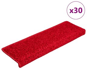 Schodové rohože 30 ks 65 x 21 x 4 cm červené s obdélníkovým okrajem 3365832