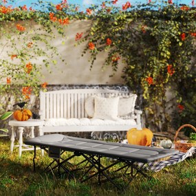 Skládací kempingová postel Outsunny s matrací a polštářem, boční kapsa 187 x 67 x 37 cm, postel pro hosty do 150 kg, skládací postel pro dospělé, ven…