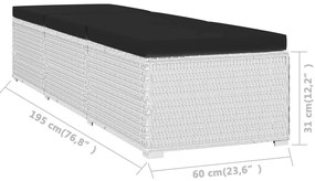 vidaXL Marketos Zahradní lehátko s poduškou a čajovým stolkem polyratan bílé