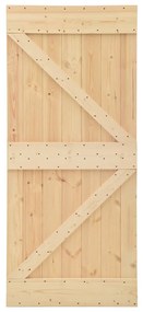 Posuvné dveře se setem kování 80 x 210 cm masivní borové dřevo - Default Title