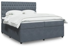 Box spring postel s matrací tmavě šedá 200x200 cm samet 3292437