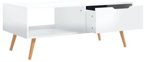 Konferenční stolek bílý vysoký lesk 100x49,5x43 cm dřevotříska - Default Title