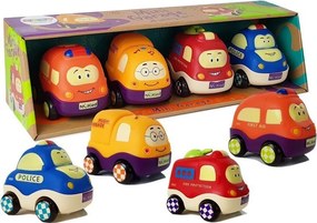 LEAN Toys Sada autíček, policie a sanitka, pro miminka s pohonem, 4 ks