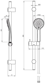 Deante Jasmin, sprchový sloup 69cm se 3-funkční ruční hlavicí a sprchovou hadicí 150cm, černá, NGJ_N51K