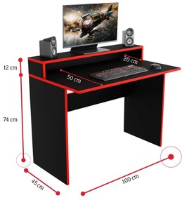 Počítačový herní stůl ADEPT + LED, 100x86x50, černá