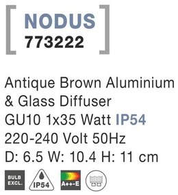 Nova Luce Venkovní nástěnné svítidlo NODUS, GU10 1x7W IP54 světlo dolů Barva: Šedá