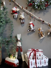 Šedá plstěná vánoční ozdoba Sob s dárečkem – Ø 5*15 cm