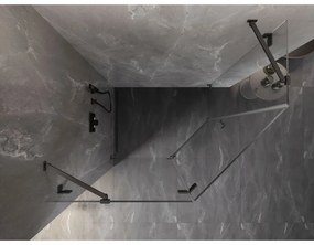 Mexen Lunar, pětiúhelníkový sprchový kout s levým náklonem 100 x 90 cm, 8mm čiré sklo, pistolově šedý kartáčovaný - 831-100L-090P-66-00-L