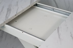 Rozkládací jídelní stůl PEPAX - bílý mramor / bílý