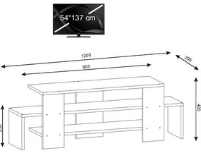 TV stolek SOLE 120 cm bílý/ořech
