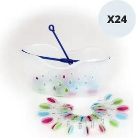MSV sada kolíčků na prádlo s košíkem ANTI-UV 24 ks / plast / 8,3 cm