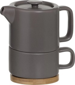 Konvice čajová s šálkem NATURAL, 400 ml, barva šedá