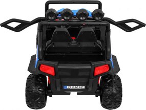 Ramiz Terénní bugina pro děti modrá + pohon 4x4 + dálkové ovládání + nosič zavazadel + rádio MP3 + LED