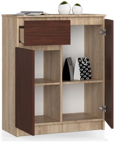 Komoda Kiara 80 cm 2 skříňky a 1 šuplík dub sonoma/wenge