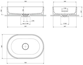 OMNIRES OVOUNBP - Umyvadlo na desku OVO 55x36 cm dolomit/lesklá bílá