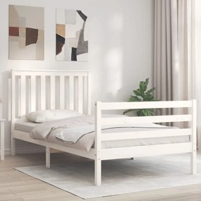 vidaXL Rám postele s čelem 100 x 200 cm masivní dřevo [3194236] Barva: Bílá