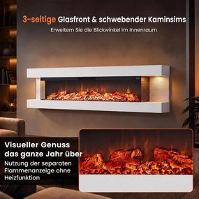 Costway Třístranný elektrický krb 152 cm s LED, 750/1500 W, bílý