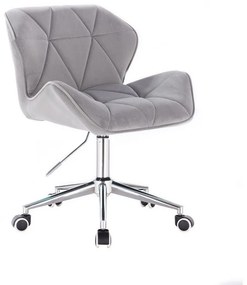 LuxuryForm DESIGN Otočná židle MILANO VELUR na stříbrné podstavě s kolečky - světle šedá
