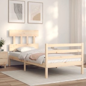 vidaXL Rám postele s čelem Single masivní dřevo [3195121] Barva: Přírodní