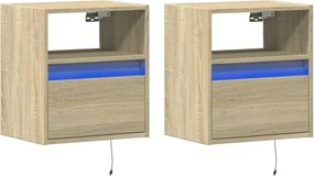 Nástěnné noční stolky s LED osvětlením 2 ks dub sonoma 3307980
