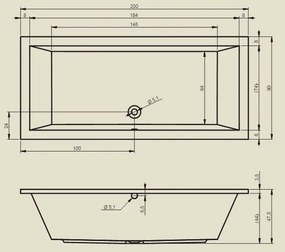 Riho Lusso obdélníková vana 200 x 90 BA60