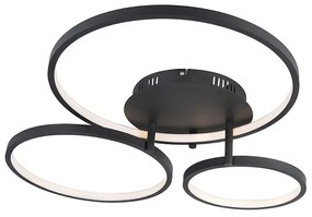 Moderní stropní svítidlo černé včetně LED a stmívače - Rondas