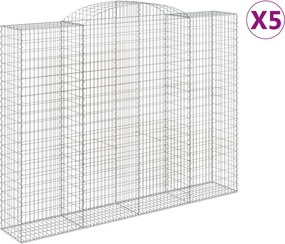 Klenuté gabionové koše 5 ks 300x50x220/240cm pozinkované železo 3146812