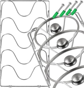 Camerazar Držák kuchyňských poklic pro 5 poklic, kovový, nástěnný, k zavěšení na dveře nebo zeď