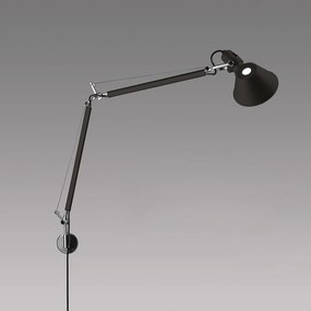 Artemide 18TOL Tolomeo Parette, černá nástěnná lampa s vypínačem, 1x10W LED E27, 81+67cm