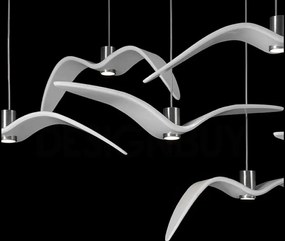 Brokis NIGHT BIRDS PENDENT závěsné svítidlo Brokisglass PC962 Barva skla: Opál - opálové sklo - masiv, Barva el. vedení: Textilní kabel -  světle šedý