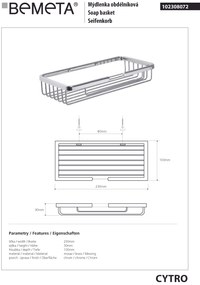 Bemeta Design CYTRO: Polička, do sprchy -