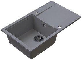 Sink Quality Sink55, kuchyňský granitový dřez 780x460x215 mm + grafitový sifon, šedá, SKQ-SINK.D.1KDOL.XB