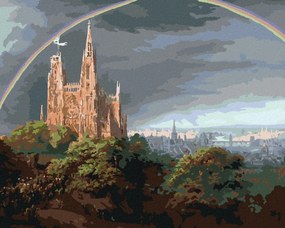 zuty zuty - malování podle čísel - středověké město na březích řeky (karl friedrich schinkel), 80x100 cm