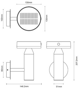 Zuma Line WT33611 - LED Solární nástěnná lampa CARLI LED/4,5W/2000mAh IP44 černá