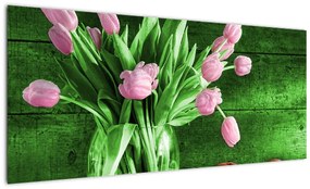 Tulipány ve váze, obraz na stěnu (100x40cm)