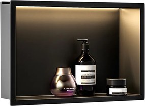 Rea Rea, LED polička na zapuštění 45x30x10 cm, 12W, 3000K, černá matná, REA-08546