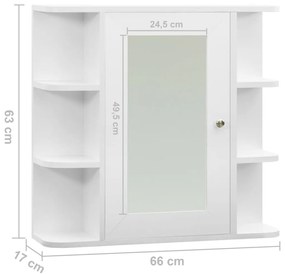 vidaXL Marketos Koupelnová zrcadlová skříňka bílá 66 x 17 x 63 cm MDF