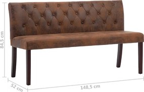 Lavice 148,5 cm hnědá umělá semišová kůže 288571