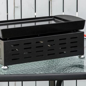 Outsunny Plynový přenosný gril se 2 hořáky a nepřilnavou deskou, stříbrný 846-108V90SR