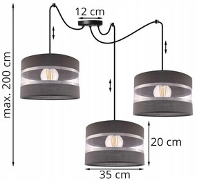 Závěsné svítidlo ELEGANCE SPIDER, 3x textilní stínítko (mix 3 barev), (výběr ze 2 barev konstrukce), (fi 35cm)