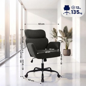 Kancelářská židle Amado látka – tmavě šedá