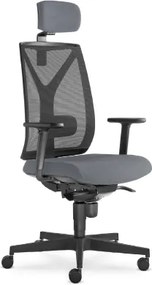 Kancelářská židle LEAF 503 s podhlavníkem a područkami – synchronní mechanika, síť, černá-šedá LD Seating