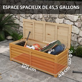 Outsunny Zahradní Úložný Box 176L z Dřeva s Úchyty, rozměry 130L x 50W x 45H cm