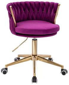 LuxuryForm DESIGN Otočná židle LYON VELUR na zlaté podstavě s kolečky - fuchsie