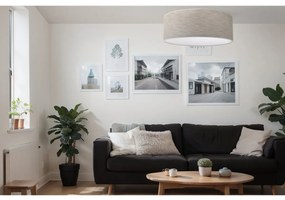 Stropní svítidlo Stone, 1x béžové textilní stínítko/bílé PVCové stínítko, (bílé plexisklo), (fi 40cm)